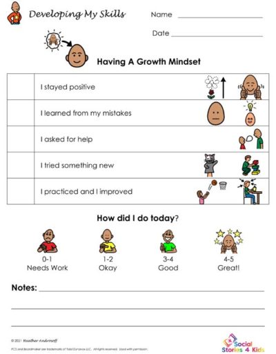 Social Stories Skills Rubric for Activities I Can Do At Home