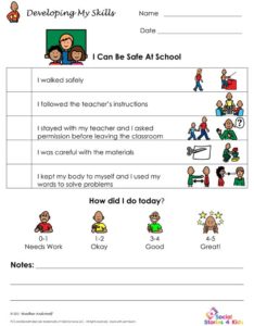 Social Stories Skills Rubric for Activities I Can Do At Home
