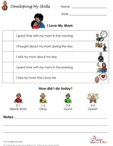 Social Stories Skills Rubric for Activities I Can Do At Home