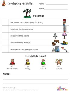 Social Stories Skills Rubric for Activities I Can Do At Home