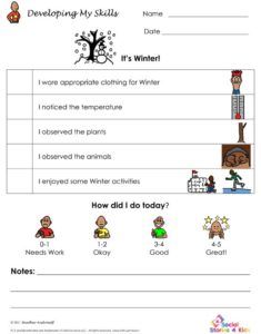Social Stories Skills Rubric for Activities I Can Do At Home
