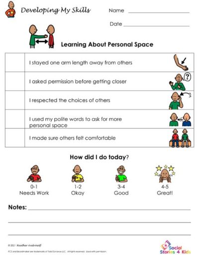 Social Stories Skills Rubric for Activities I Can Do At Home
