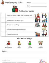 Social Stories Skills Rubric for Activities I Can Do At Home