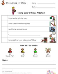 Social Stories Skills Rubric for Activities I Can Do At Home
